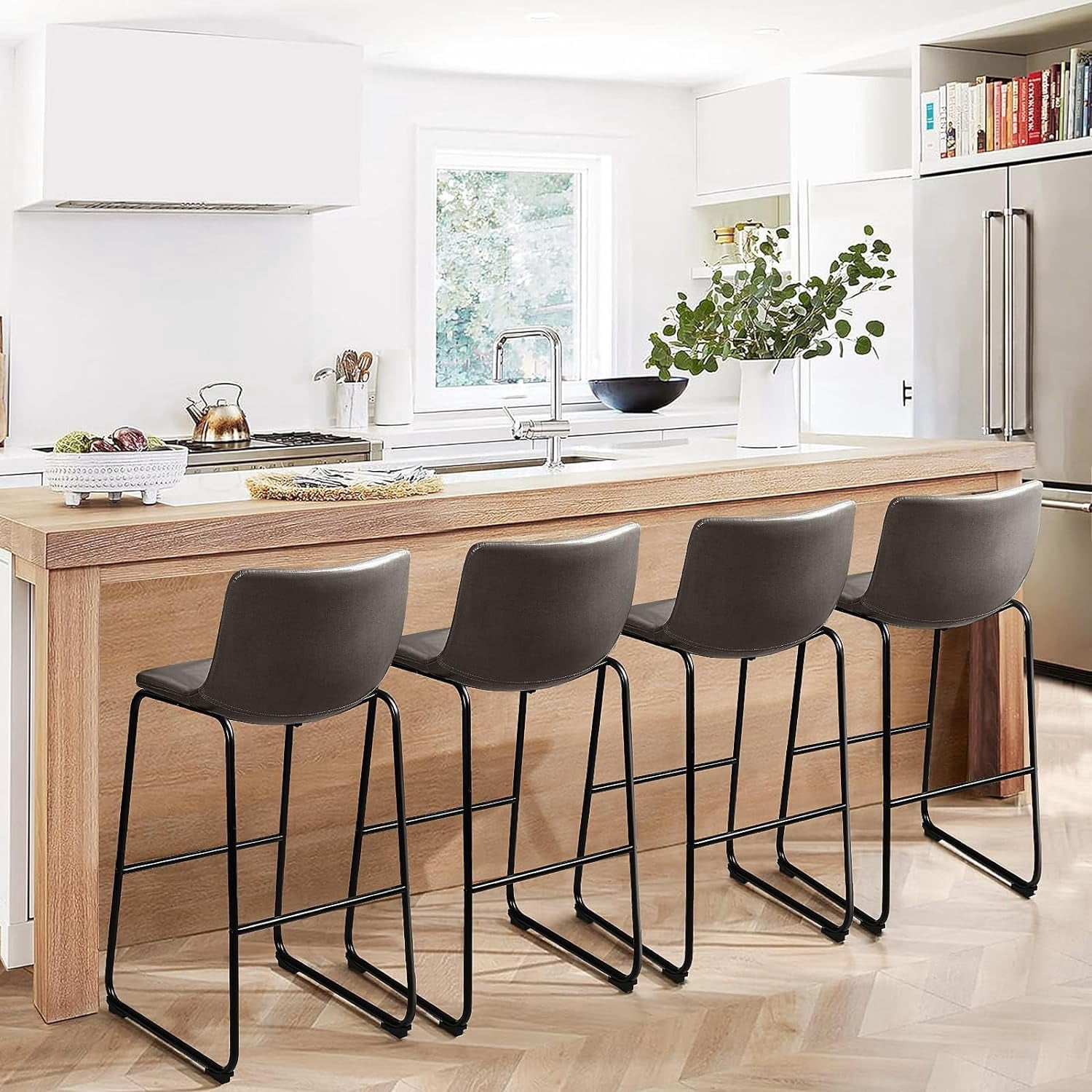 Waleaf 30 inch Bar Stools Set of 4,Counter Height Bar Stools with Back ...