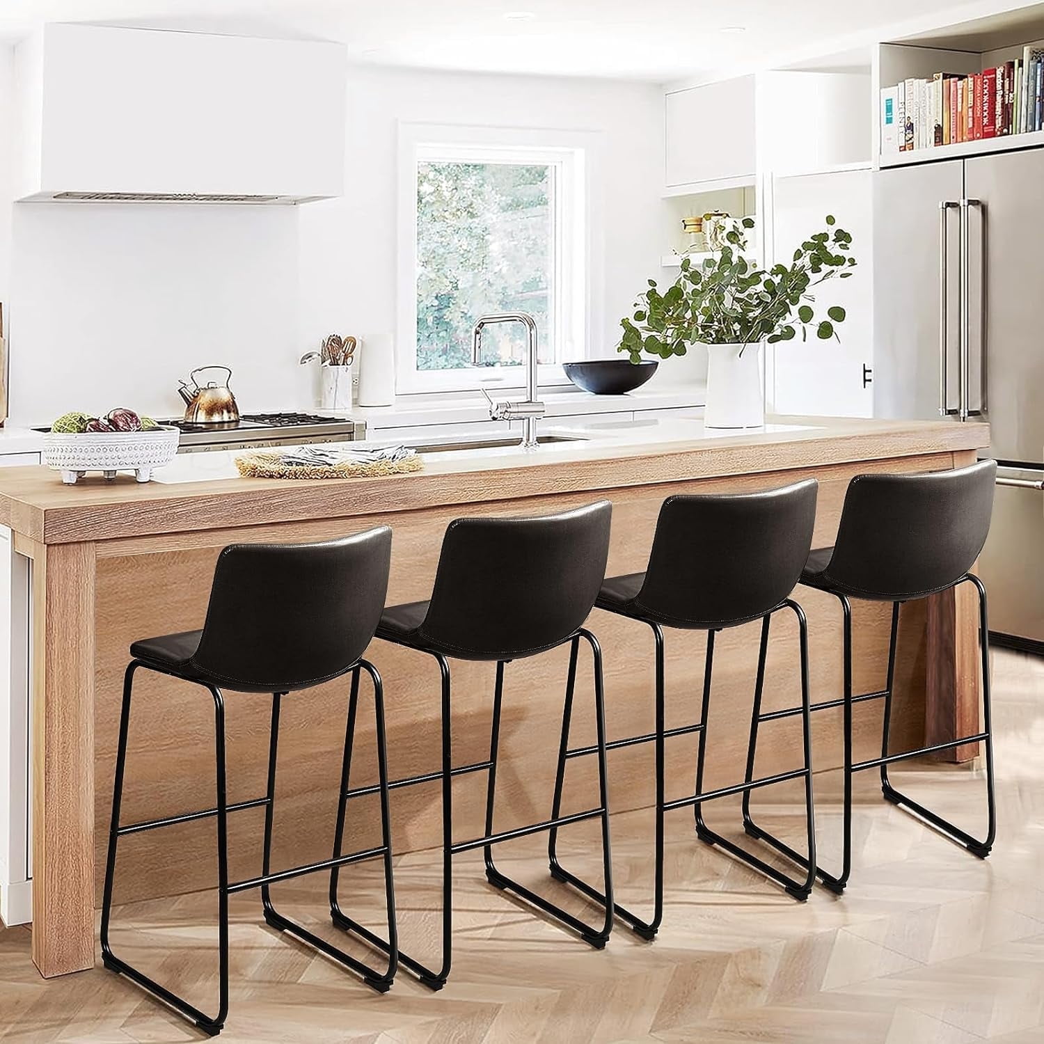 Waleaf 30 inch Bar Stools Set of 4,Counter Height Bar Stools with Back ...