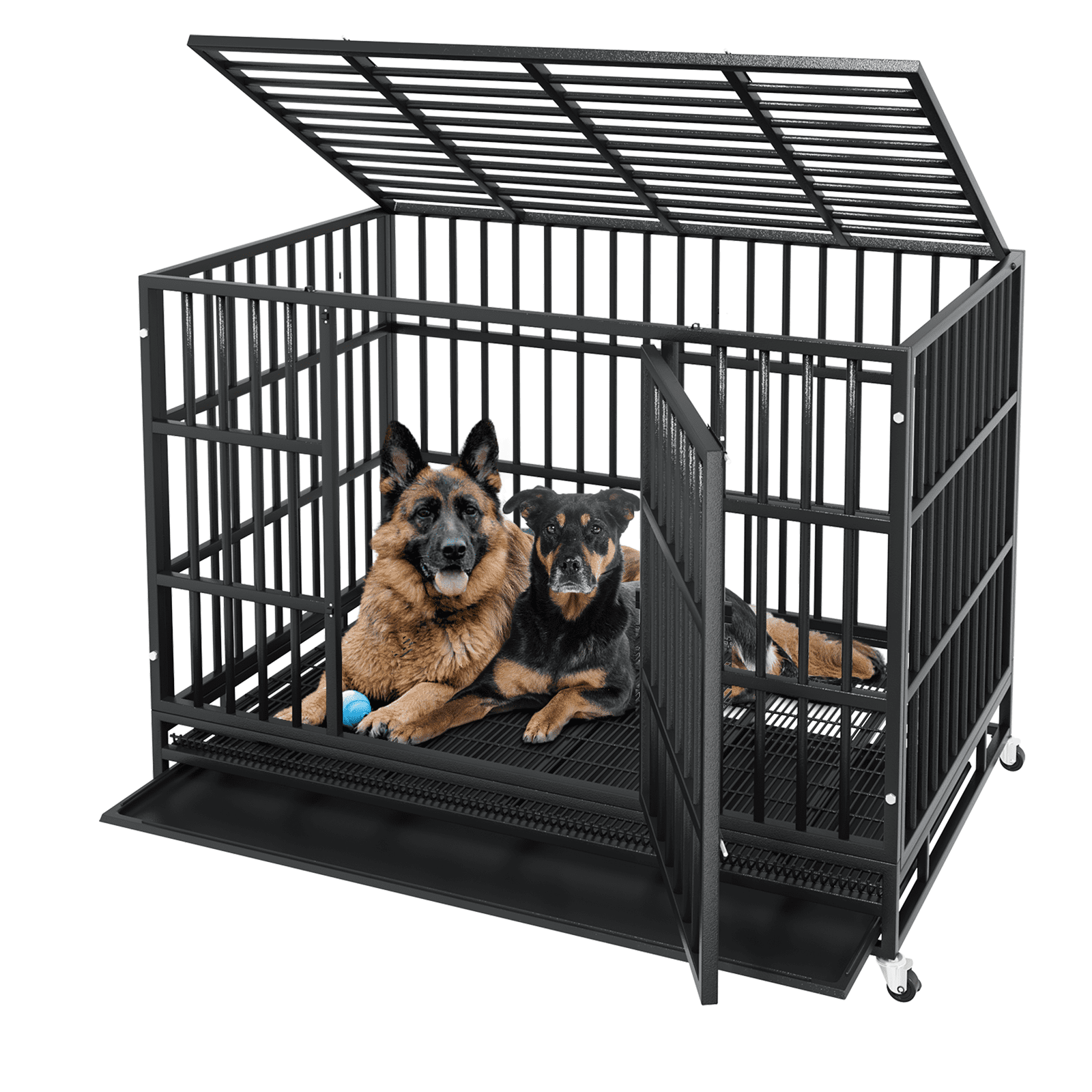 Waleaf 42 Inch Heavy Duty Dog Crate Cage with Wheels for Indoor and ...