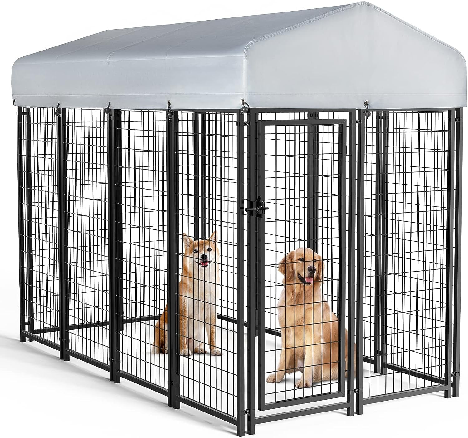 8x4x6 Dog Kennel 4x4x6ft Outdoor Dog Kennel - Heavy-Duty Galvanized ...