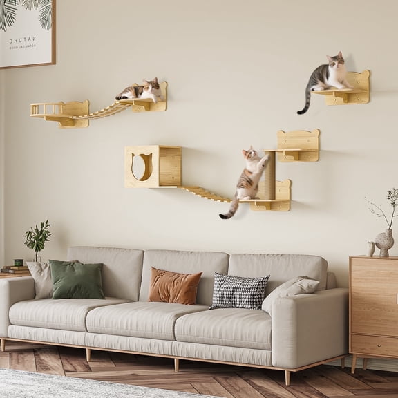 Coziwow Cat Tree for Indoor Cats with Capsule Bed, Cushioned Shelf ...