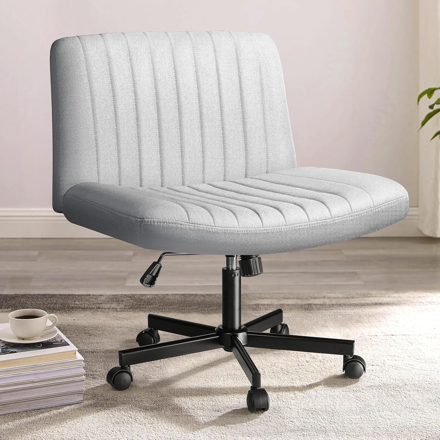 Waleaf Office Chair, Armless with Rolling Upholstered Base, Criss Cross ...