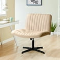 Waleaf Armless Office Desk Chair No Wheels,Fabric Padded Modern Swivel ...