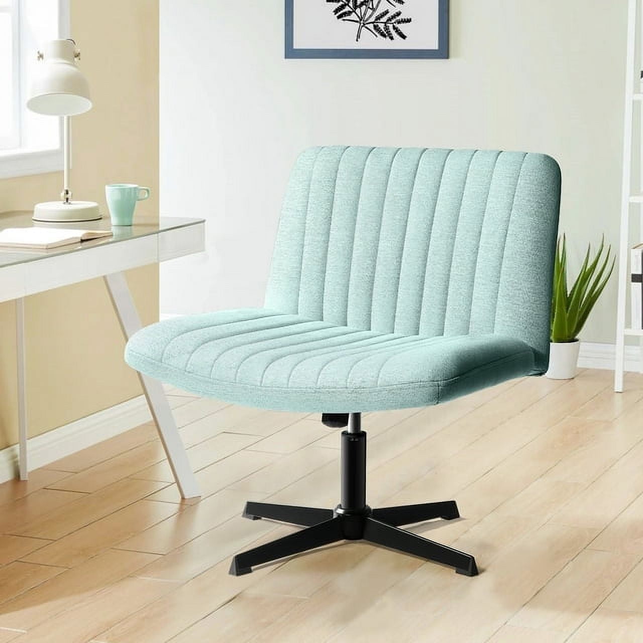 Waleaf Armless Office Desk Chair, Fabric Padded, Adjustable Height ...