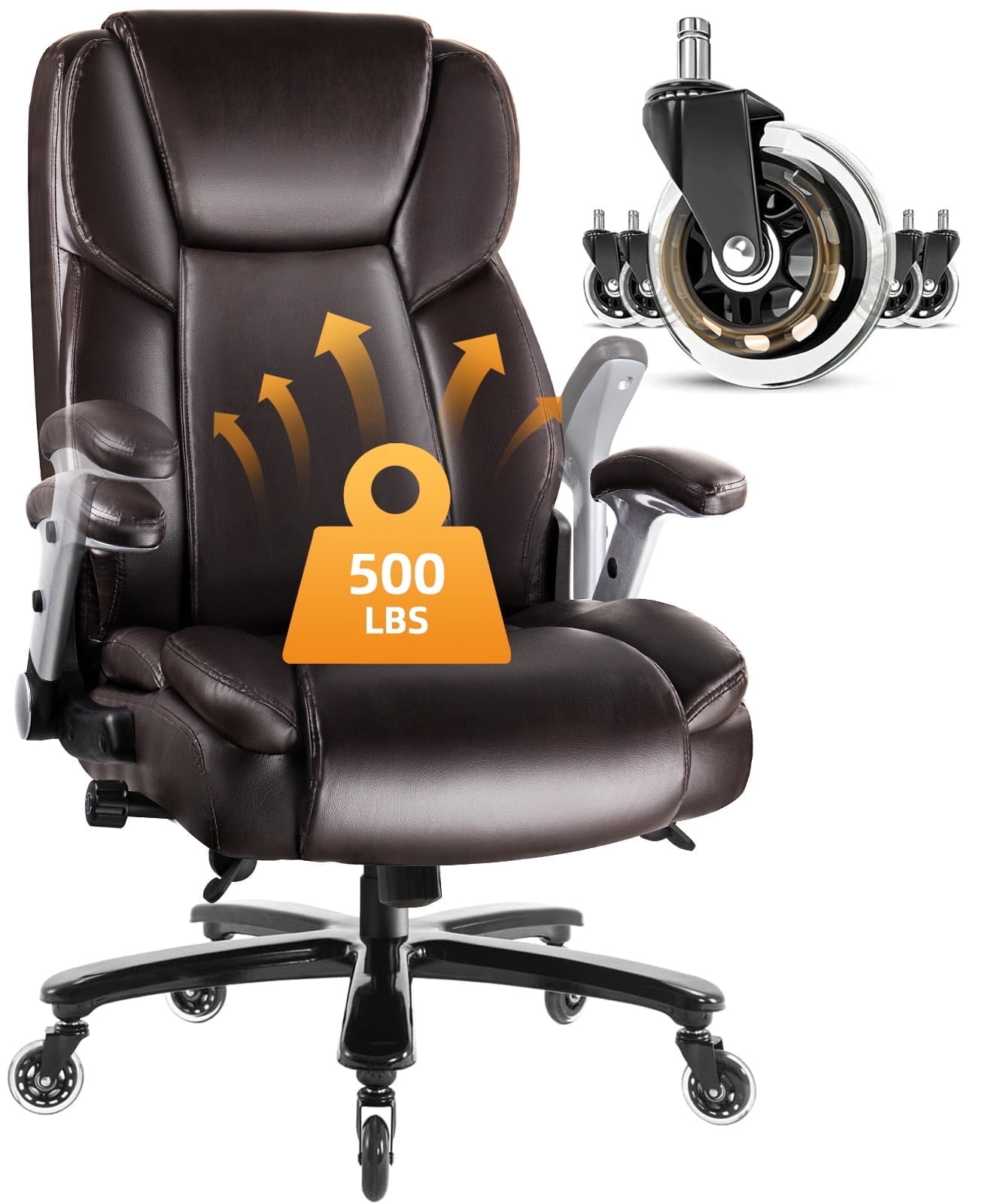 Waleaf Big and Tall Executive Office Chair with Flip-up & Adjustable ...