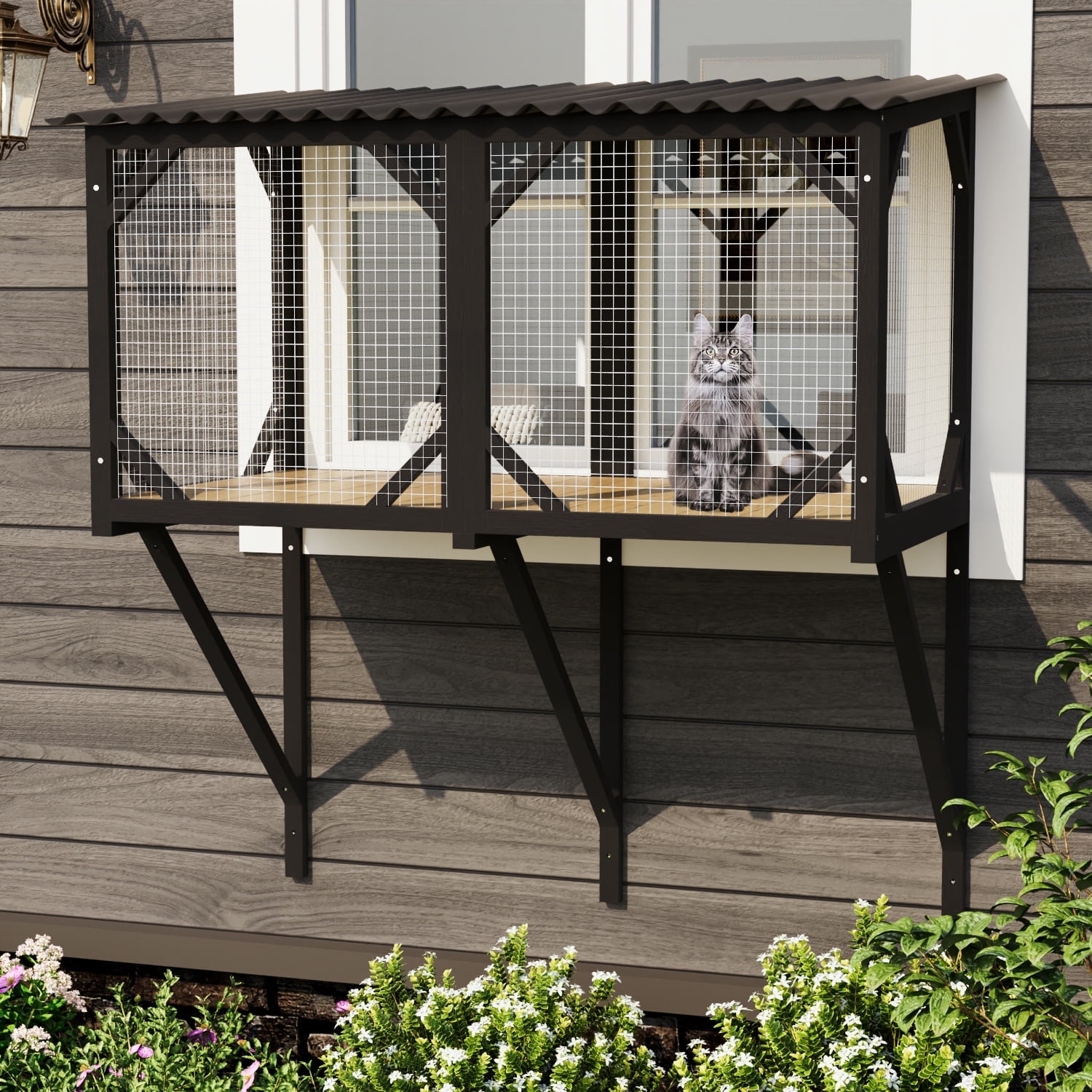 Waleaf Cat Window Box for Large Cats,Outdoor Cat Catio for Sunbathing ...
