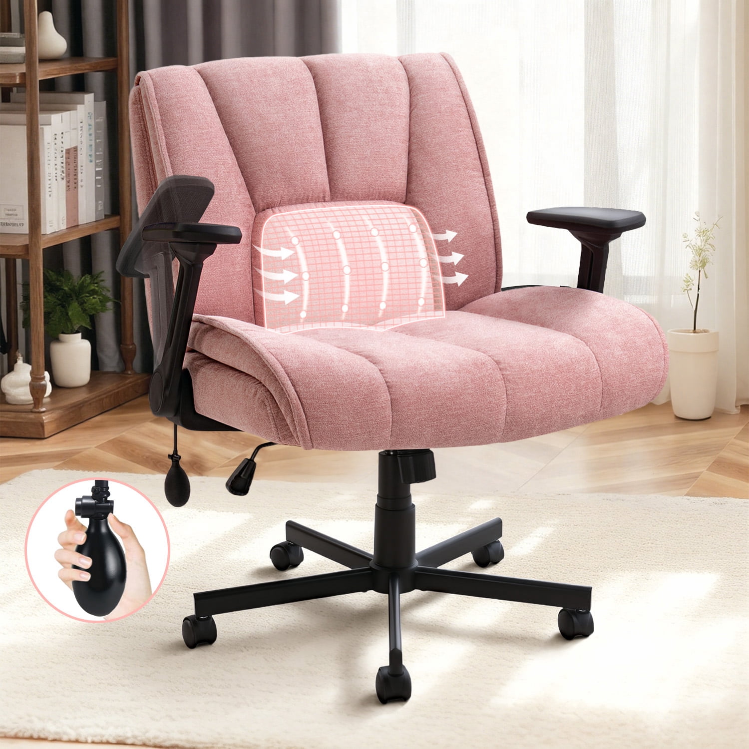 Waleaf Criss Cross Chair with Flip-Up Arms & Airbag Lumbar Support ...