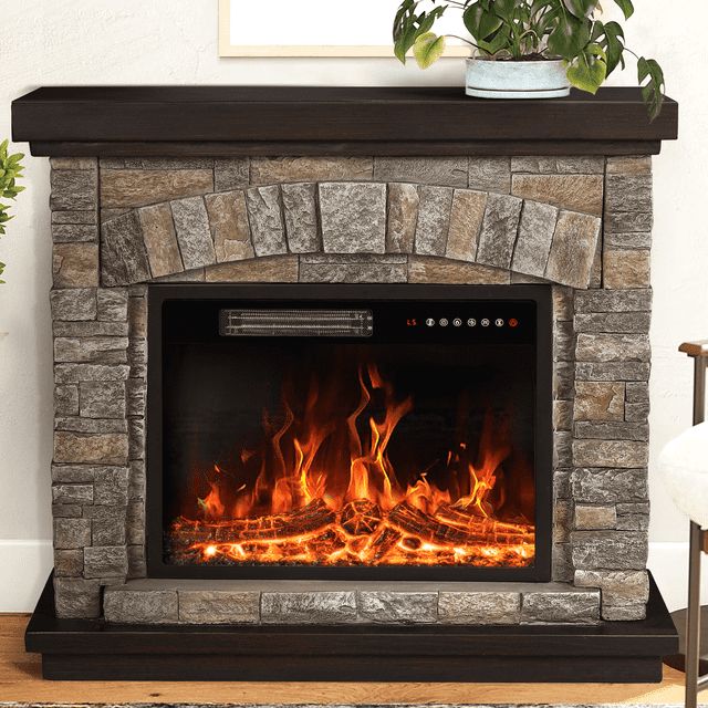 Waleaf Electric Fireplace with Mantel, 40 inch Freestanding Stone ...