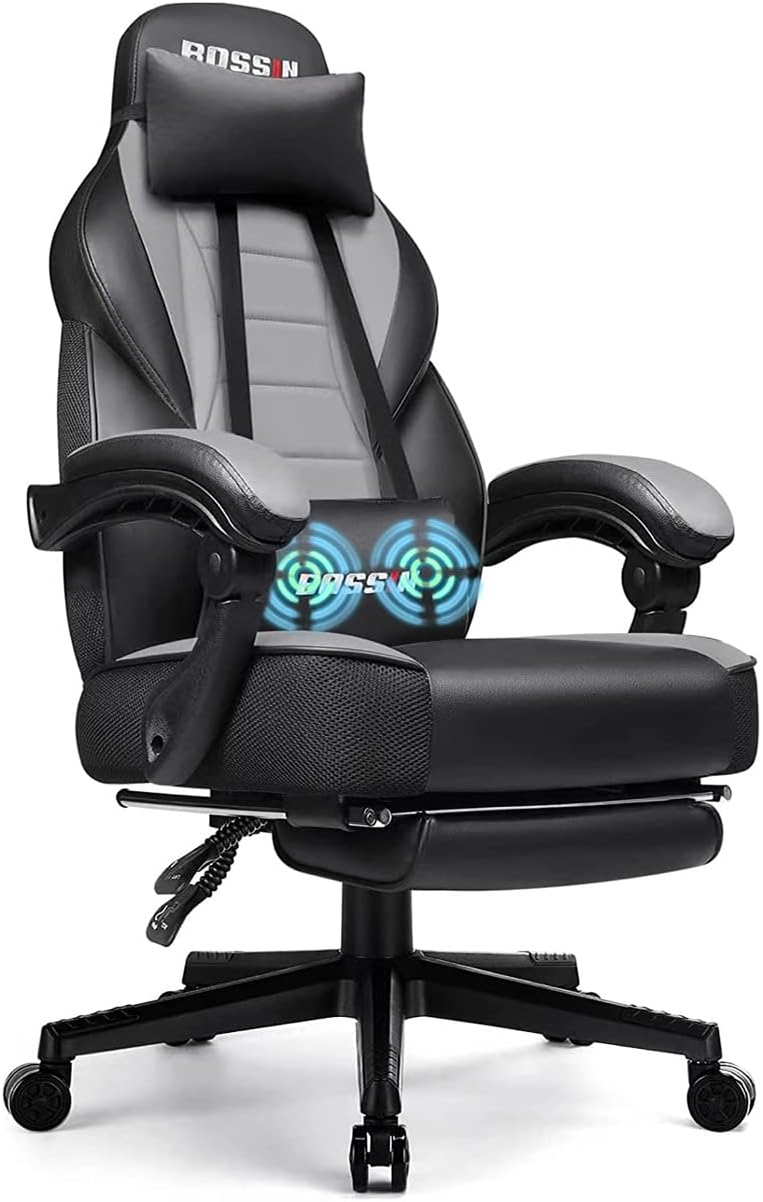 Hoffree Gaming Chair Massage Computer Chair with Footrest and Lumbar ...