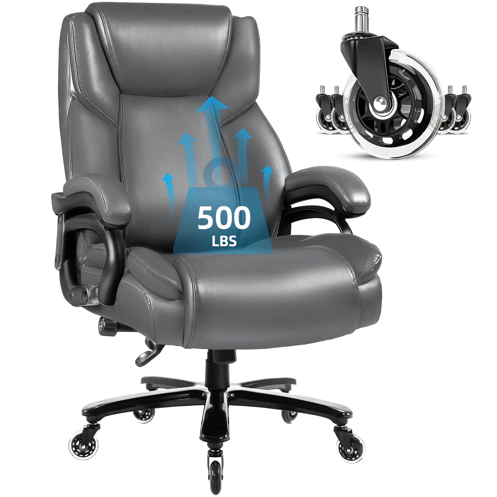 Waleaf Heavy Duty Big & Tall Office Chair 500lbs, Adjustable Lumbar ...