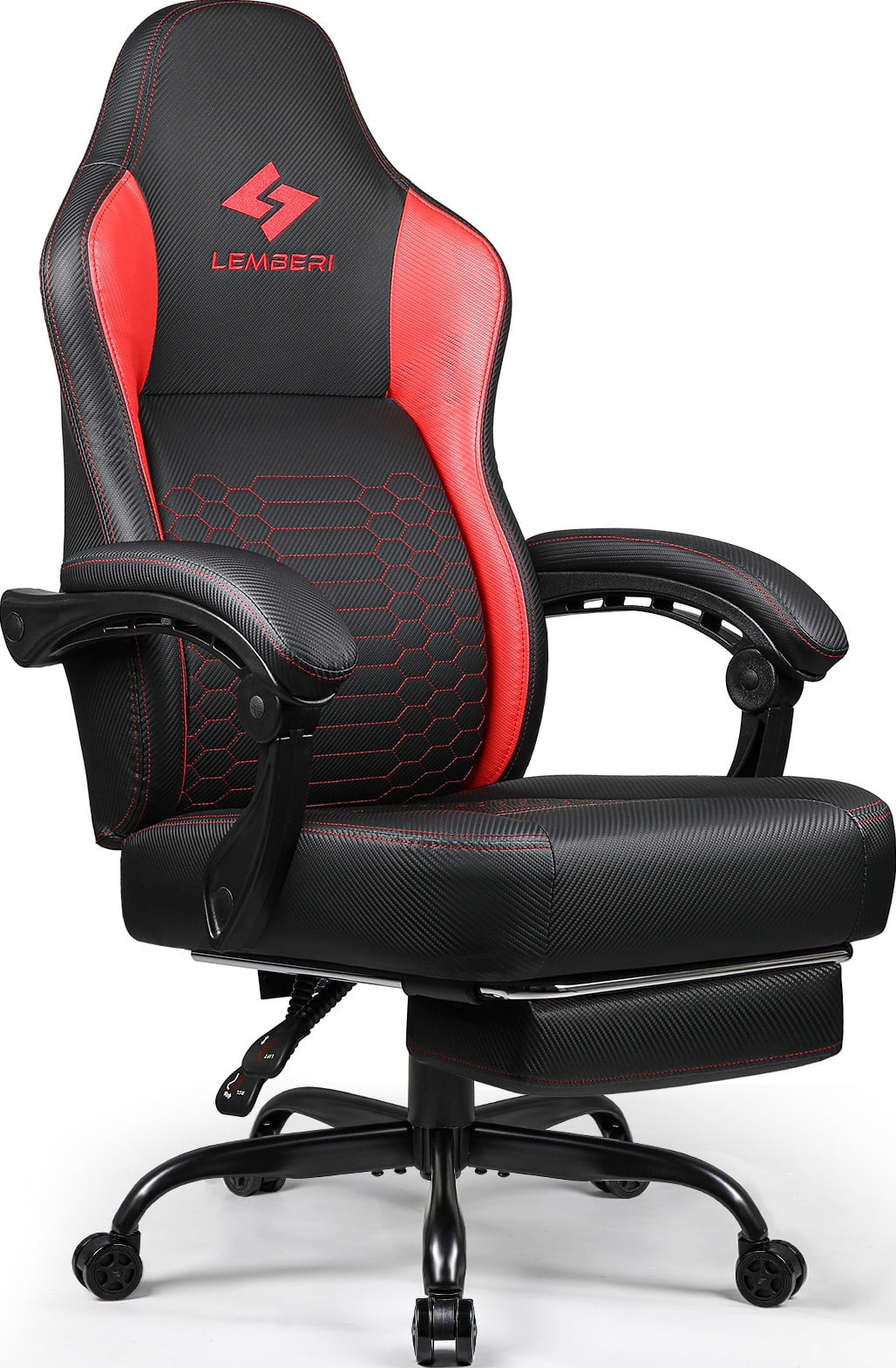 Waleaf Heavy Duty Gaming Chair with Footrest, Big & Tall, Unique Lumbar ...