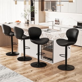 Bar Stools Set of 4, Modern Upholstered Barstools with Backs, Counter ...