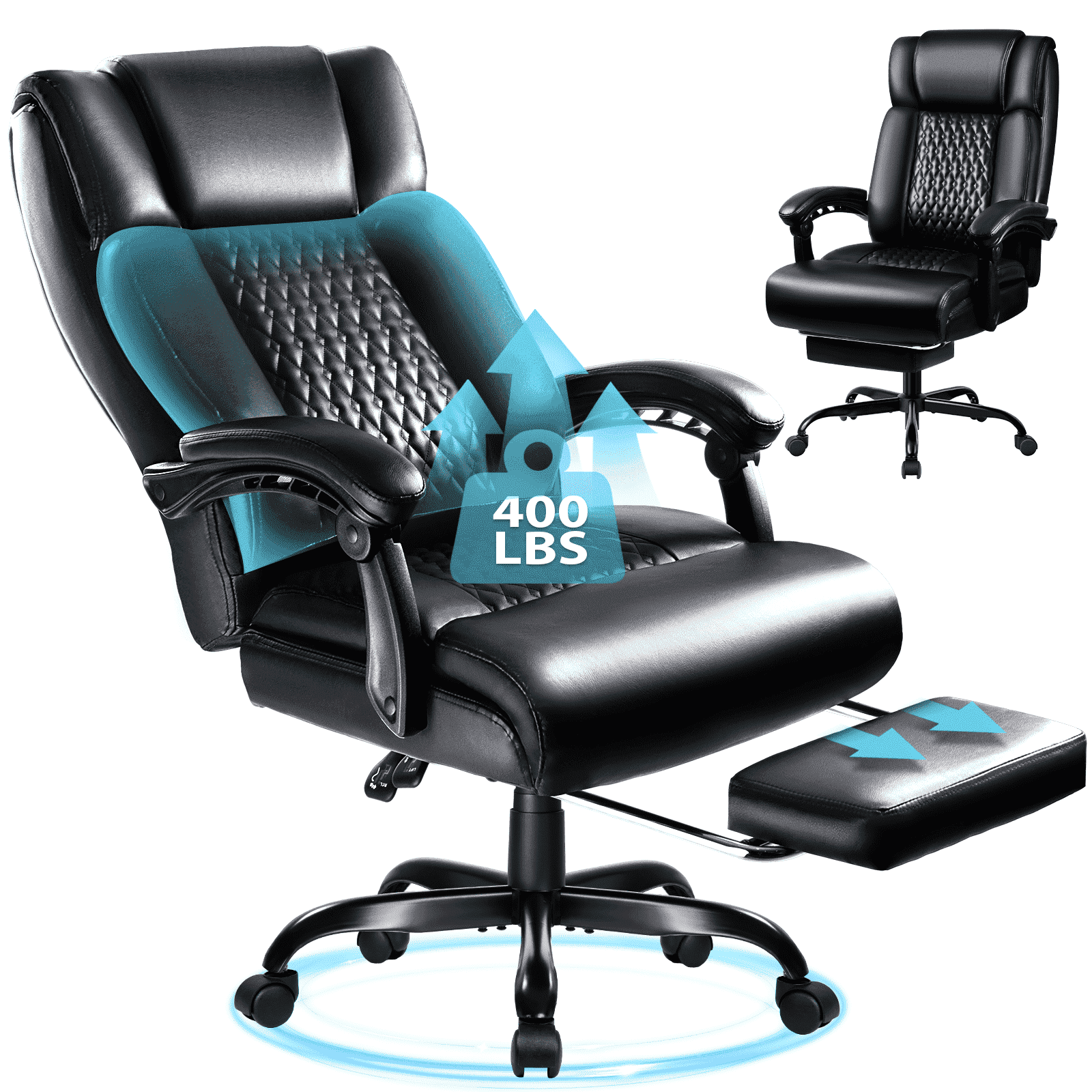 Waleaf Office Chair, 90-165° Reclining High Back Chair with Footrest ...