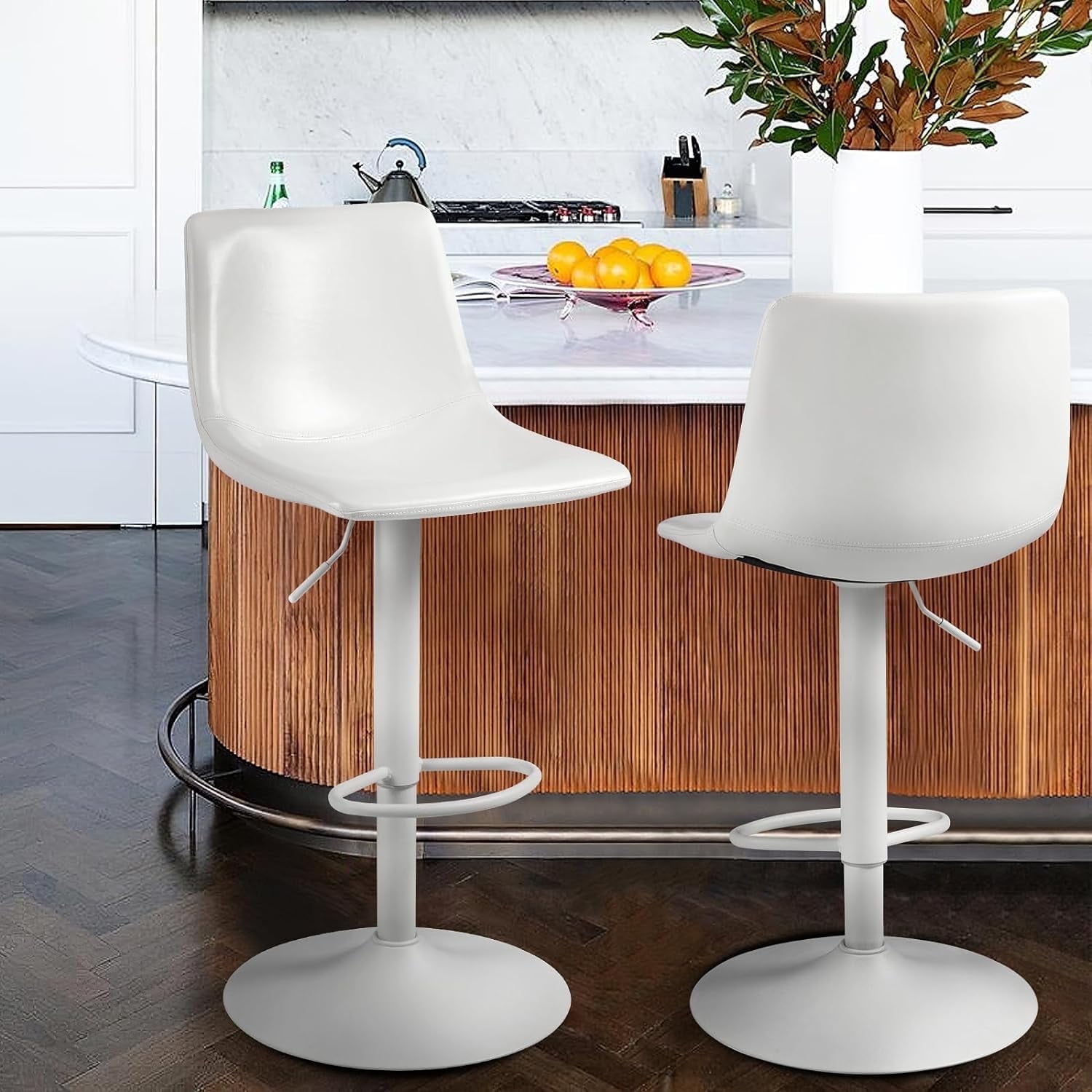 Waleaf Swivel Counter Height Bar Stools Set of 2, Adjustable Dining ...
