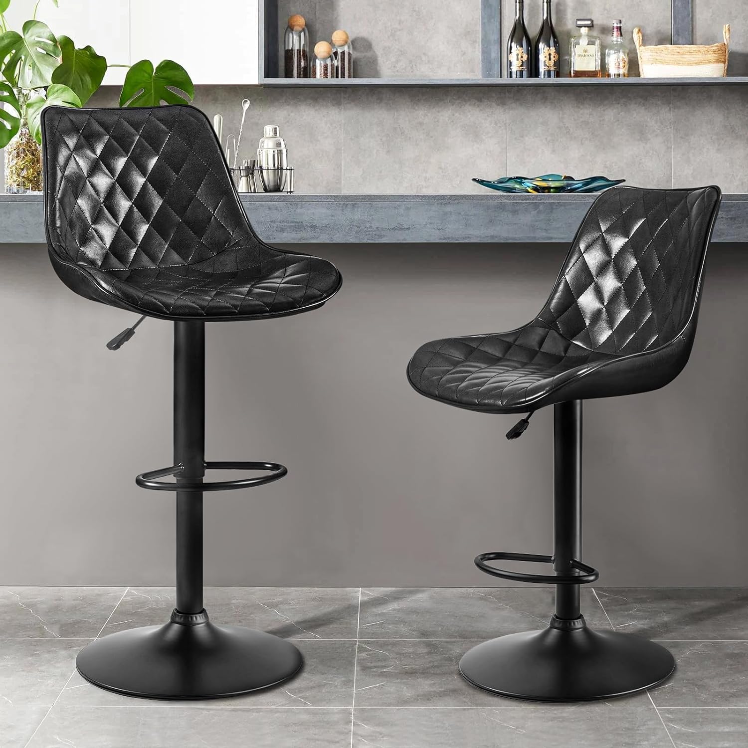 Costway Set of 2 Upholstered Saddle Bar Stools 24.5'' Dining Chairs ...