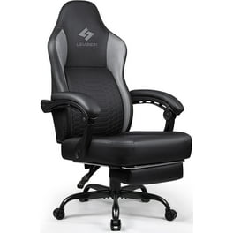 GameFitz Pleather Gaming Chair in Black and White Trim Walmart