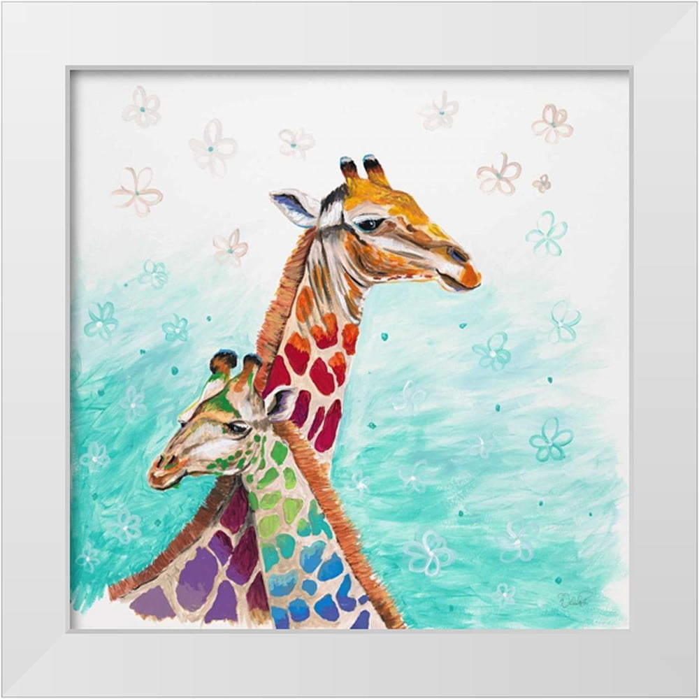 Walela R. 20x20 White Modern Wood Framed Museum Art Print Titled - Whimsical Giraffes - Walmart.com