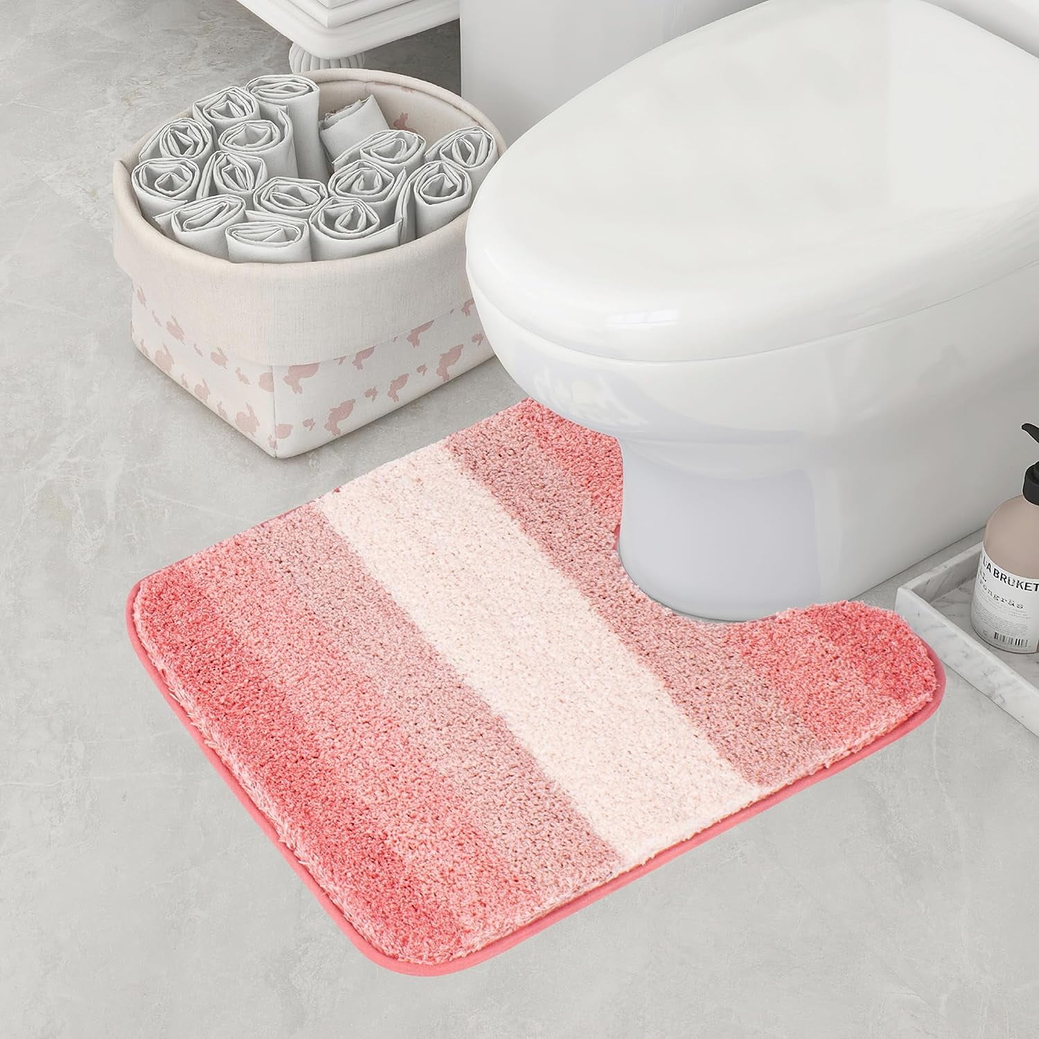 Walensee Bathroom Contour Rug (20 x 24, Ombre Pink) Bath Mat for ...