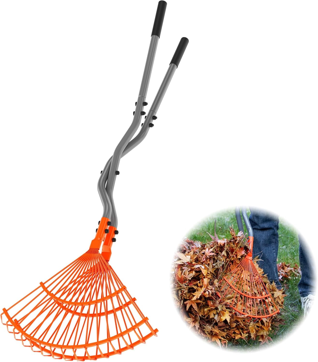 Walensee Leaf Grabber Rake, Leaf Collector Tool with Long Steel Handle ...