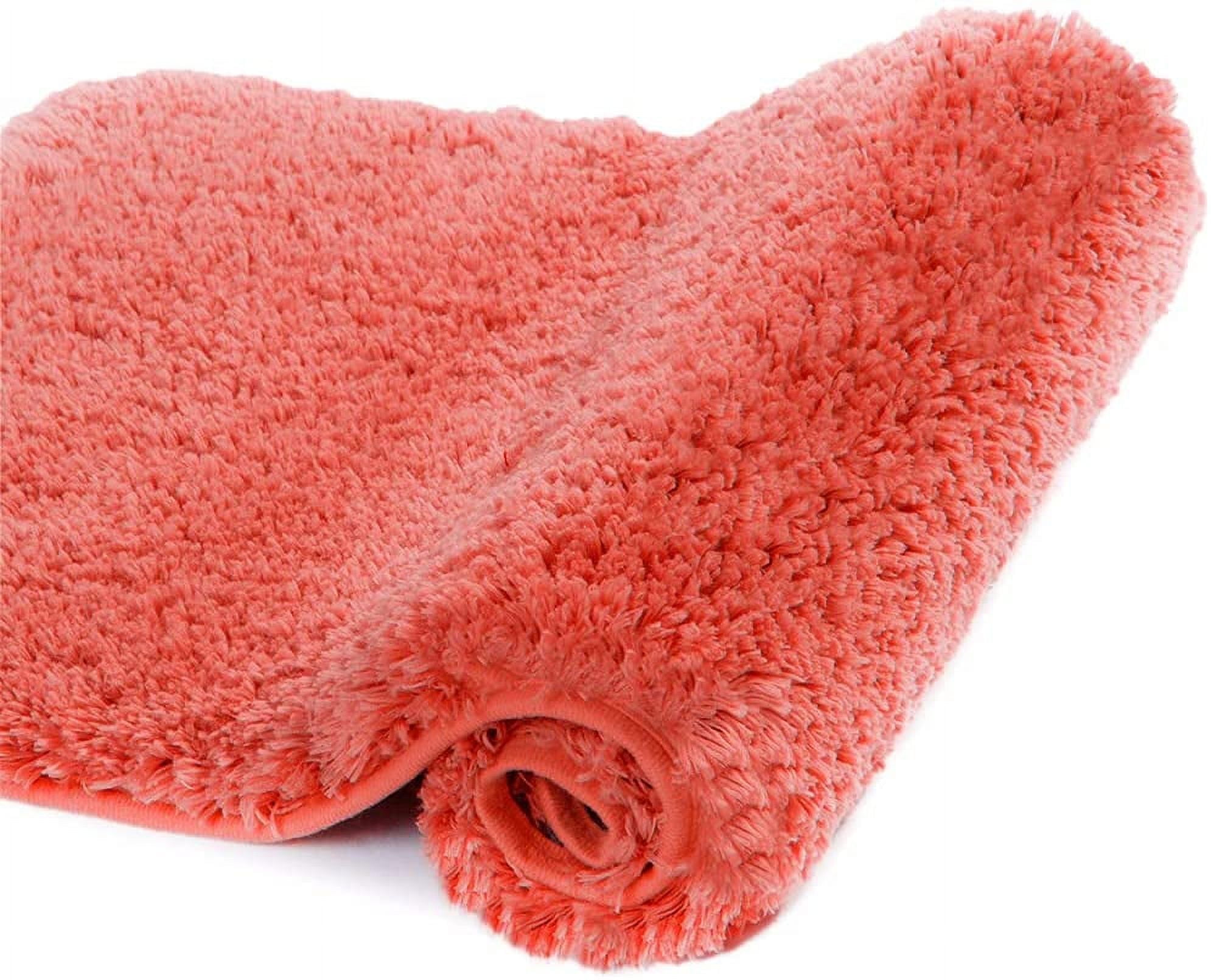"Walensee Shag Bath Rug, Water Absorbent Bath Mat, Living Coral ...