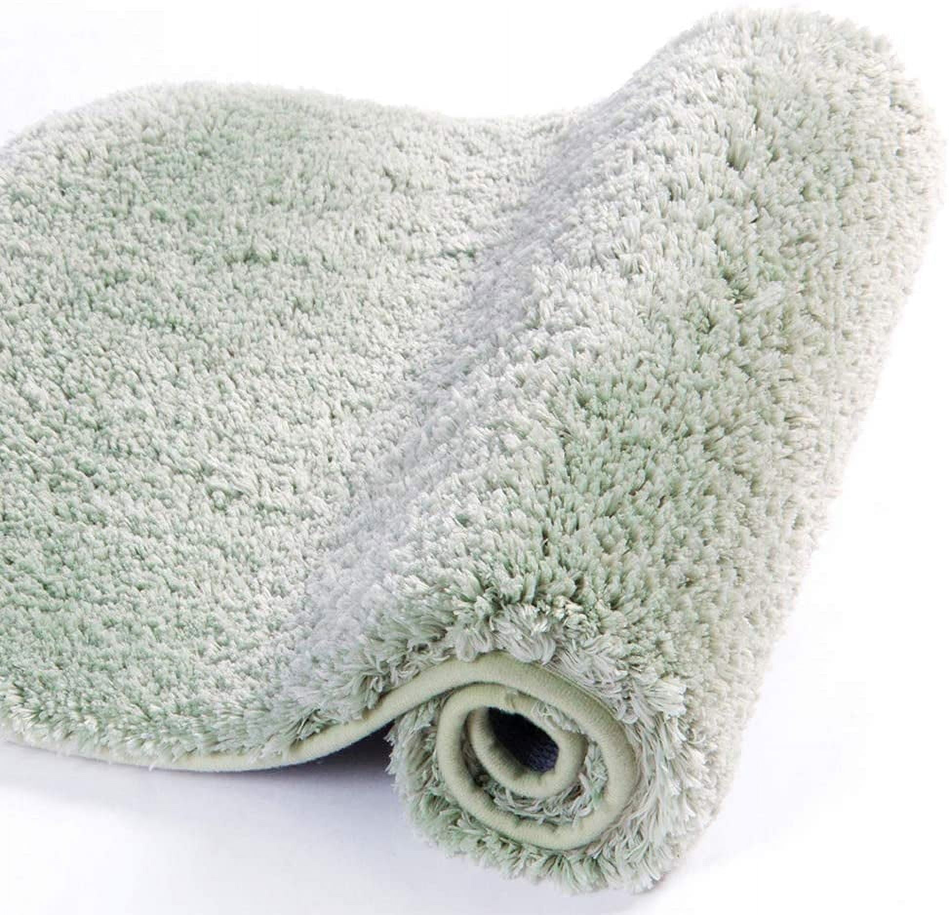 "Walensee Pale Green Plush, Absorbent Microfiber Shag Bath Rug 24""x36 ...