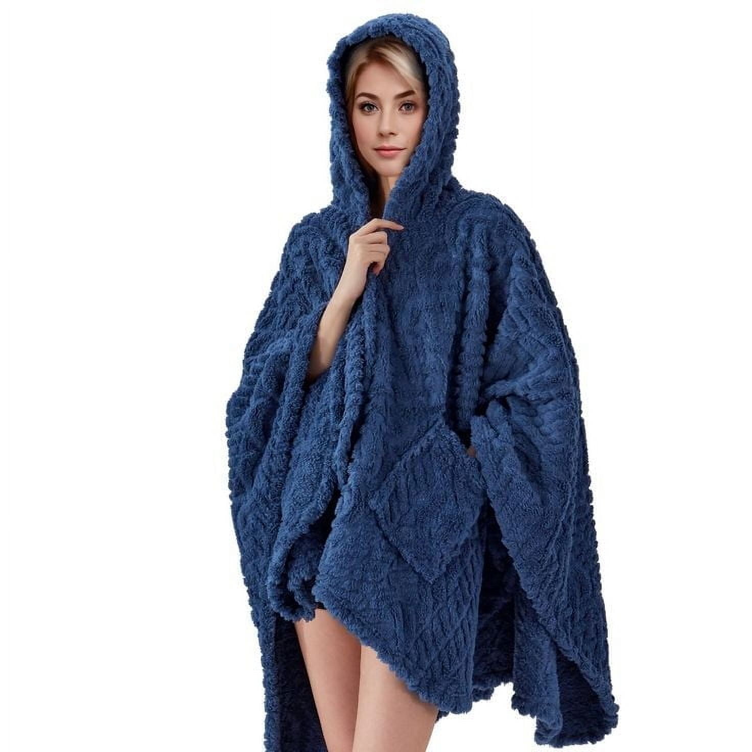 Walensee Wearable Blanket Hoodie Sherpa Fleece Blanket Navy, Fuzzy ...
