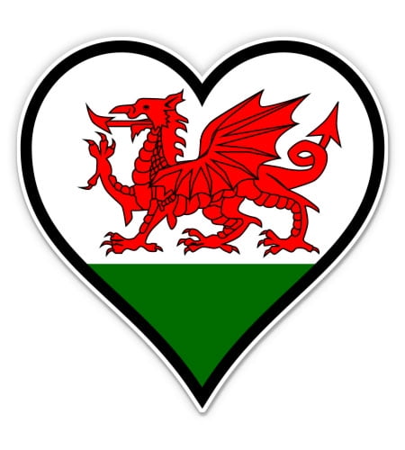 Wales Flag Welsh Heart - 12" Vinyl Sticker Waterproof Decal - Walmart.com
