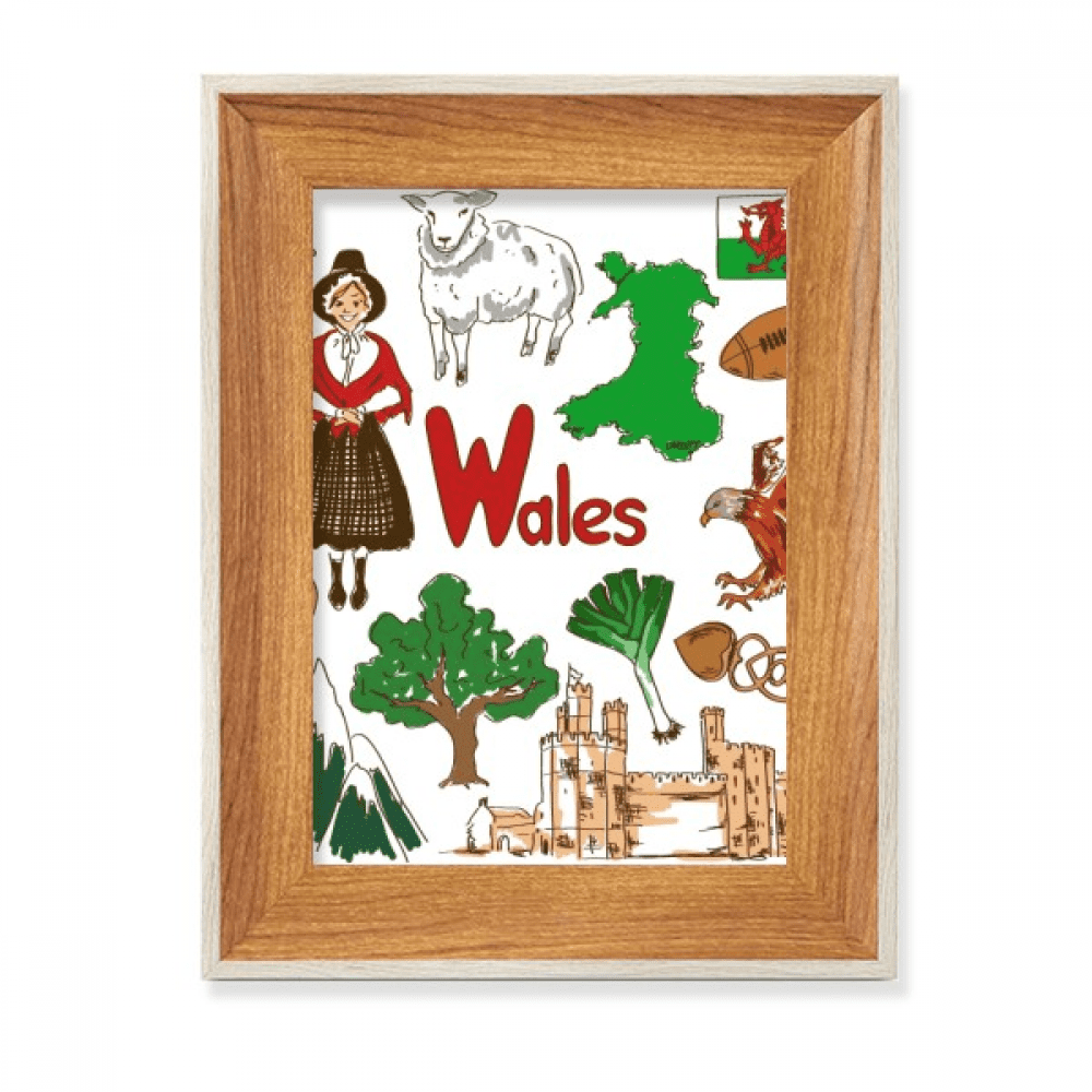 Wales Landscap UK National Flag Desktop Wooden Photo Frame Display ...