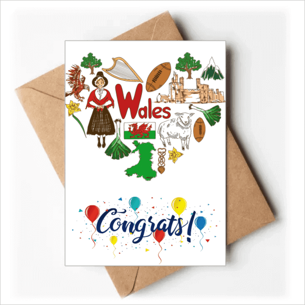 Wales Love Heart UK Landscap National Flag Wedding Cards ...