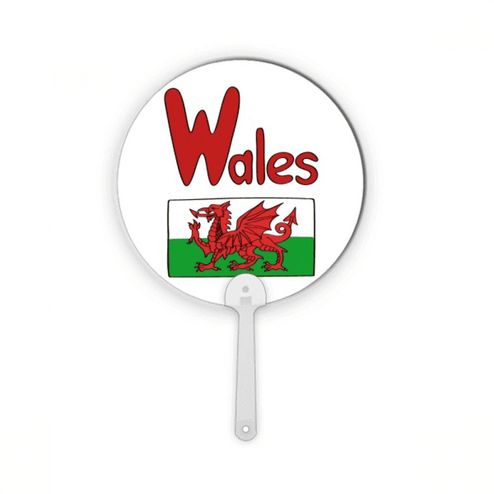 Wales National Flag Red Green Pattern Plastic Round Handheld Fan ...