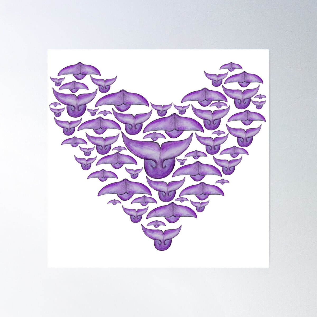 Walfluken Als Herz / Tails Of Whales As Heart Purple/Lila Poster Wall ...
