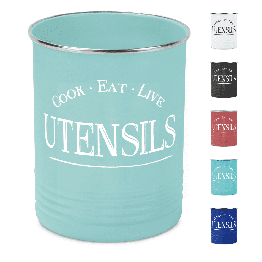 Walford Home Vintage Farmhouse Kitchen Utensil Holder Crock, Teal ...
