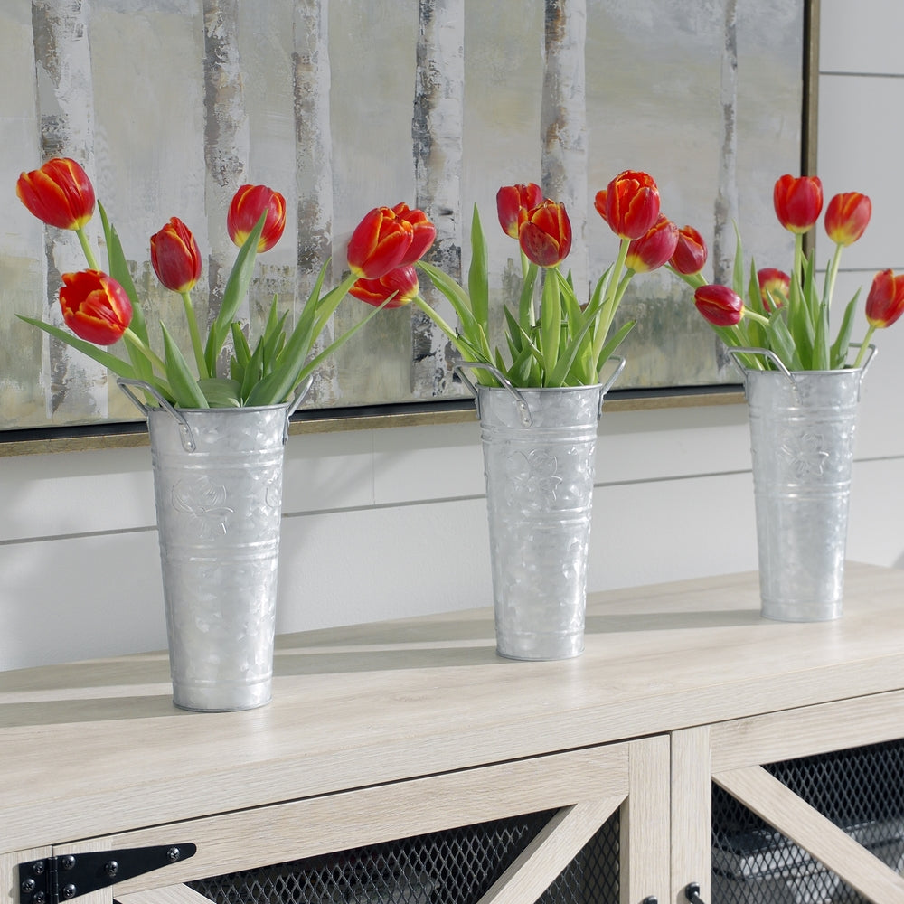 Walford Home Galvanized Farmhouse Flower Vases, Set of 12 (Gray/Silver ...