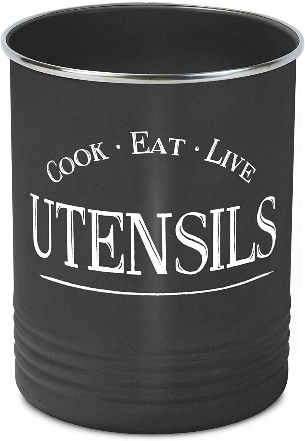 Walford Home Large Farmhouse Kitchen Utensil Holder Crock, Black With ...