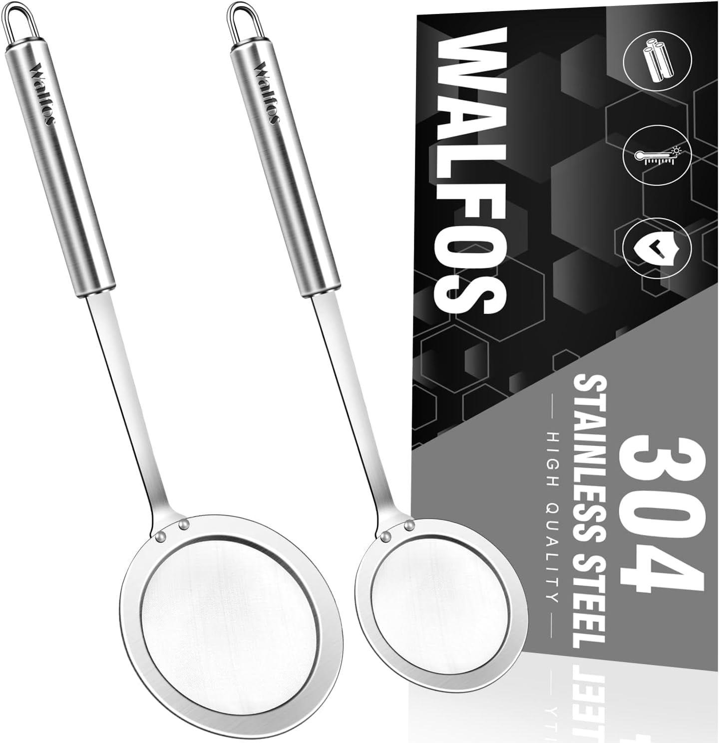 Walfos Fat Skimmer Spoon, 304 Stainless Steel Fat skimmer For Cooking, Fine Mesh Strainer, Food ...