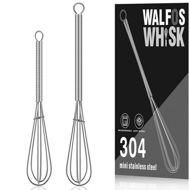 Walfos Stainless Steel Mini Whisks Set, 5in and 7in for Beating ...