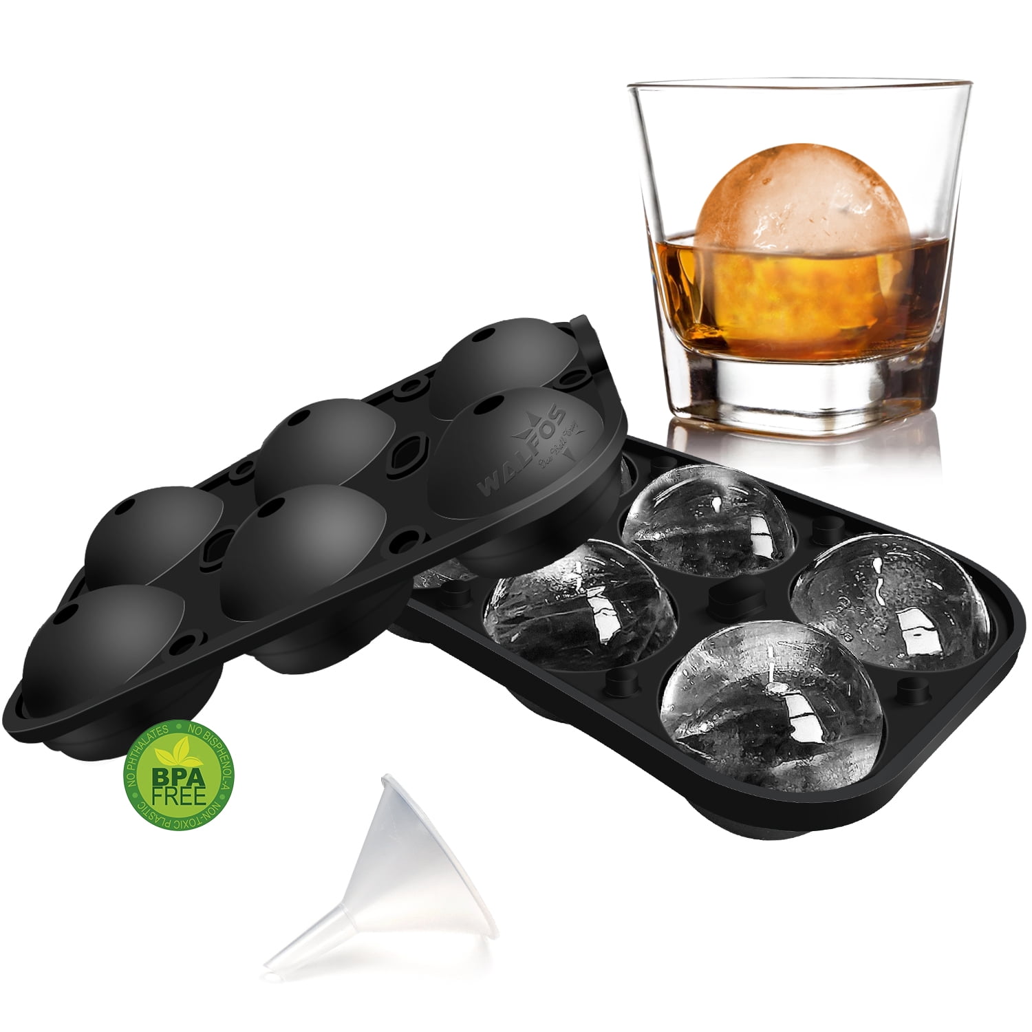 Walfos Sphere Ice Mold Tray - Ice Sphere Maker - Silicone Round Ice ...