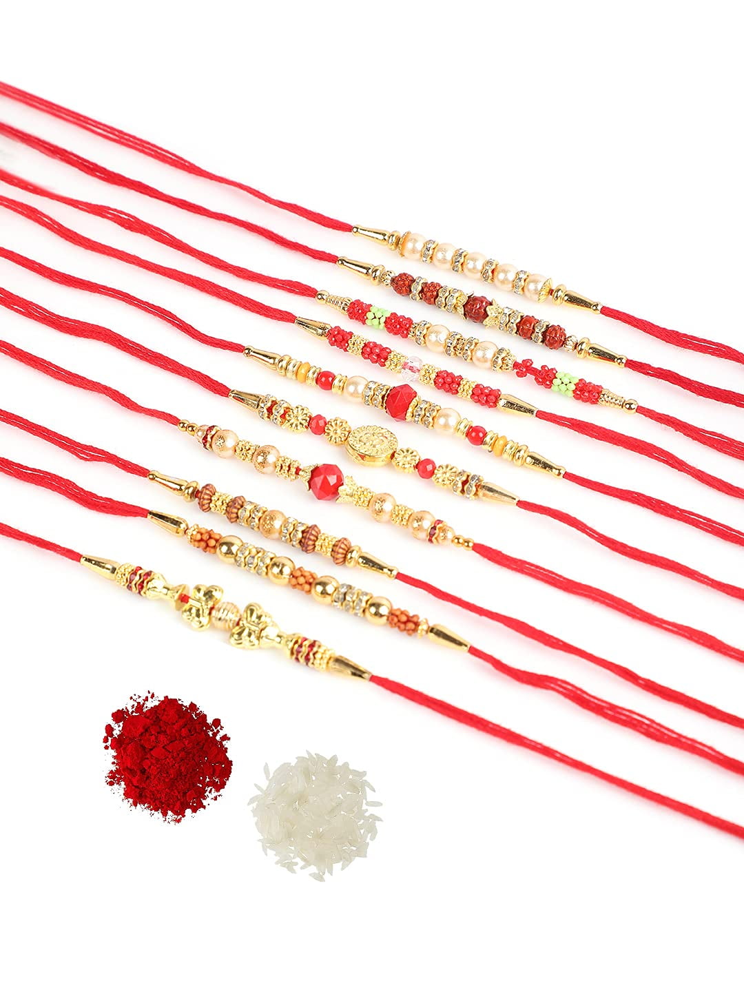 Walgrow Assorted Raksha Bandhan Fancy Thread Rakhi with Roli and Chawal ...