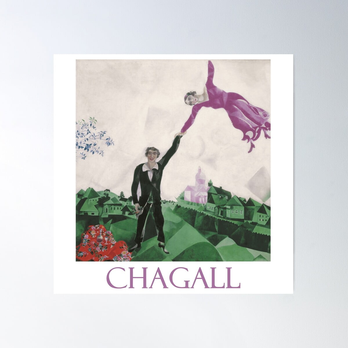 Walk (1915) By Marc Chagall Poster Wall Art, Modern Wall Decor For ...