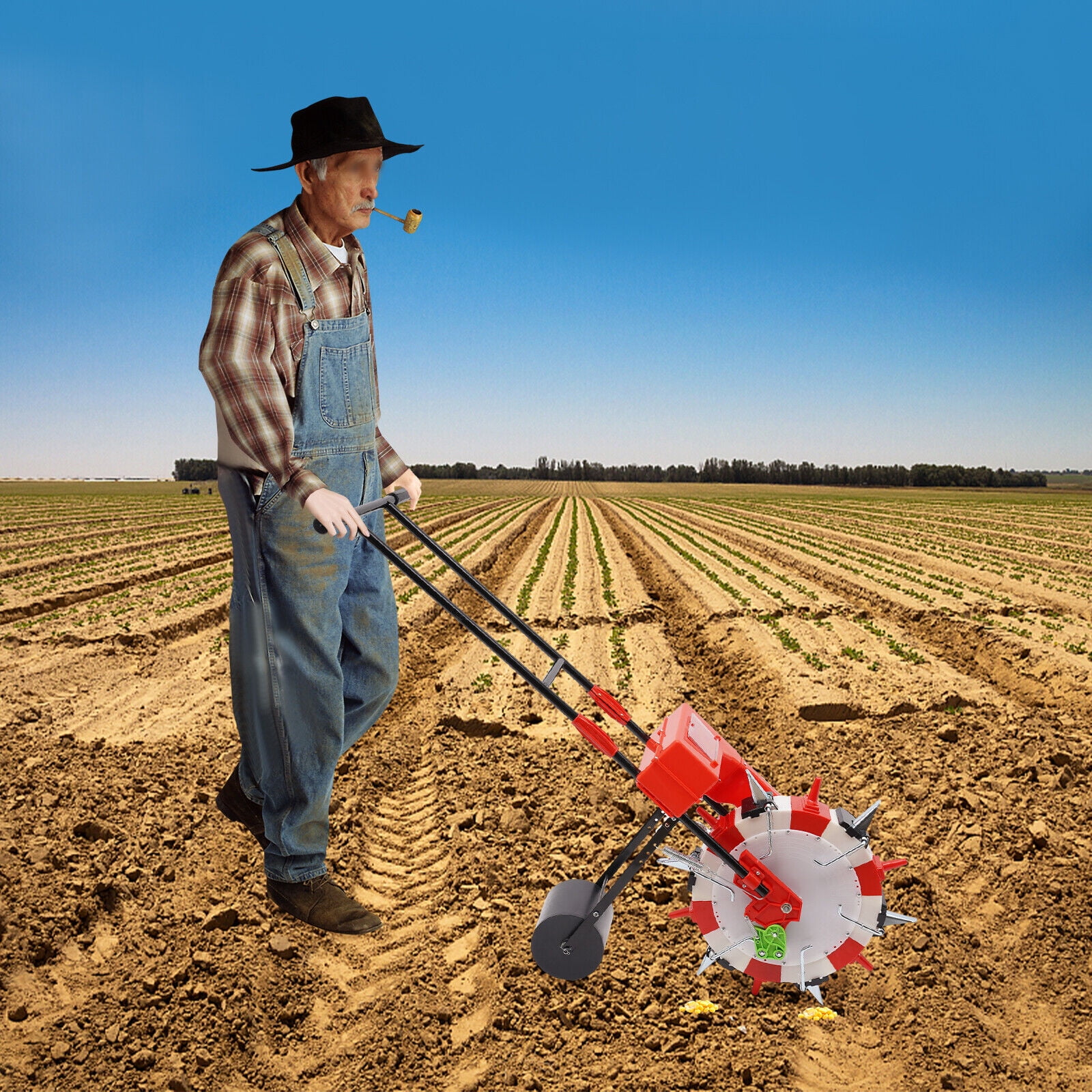 Walk-Behind Row Crop Planter, Hand-Push Seeder, Manual Seeder Machine Visual Design Hold 8.27 ...