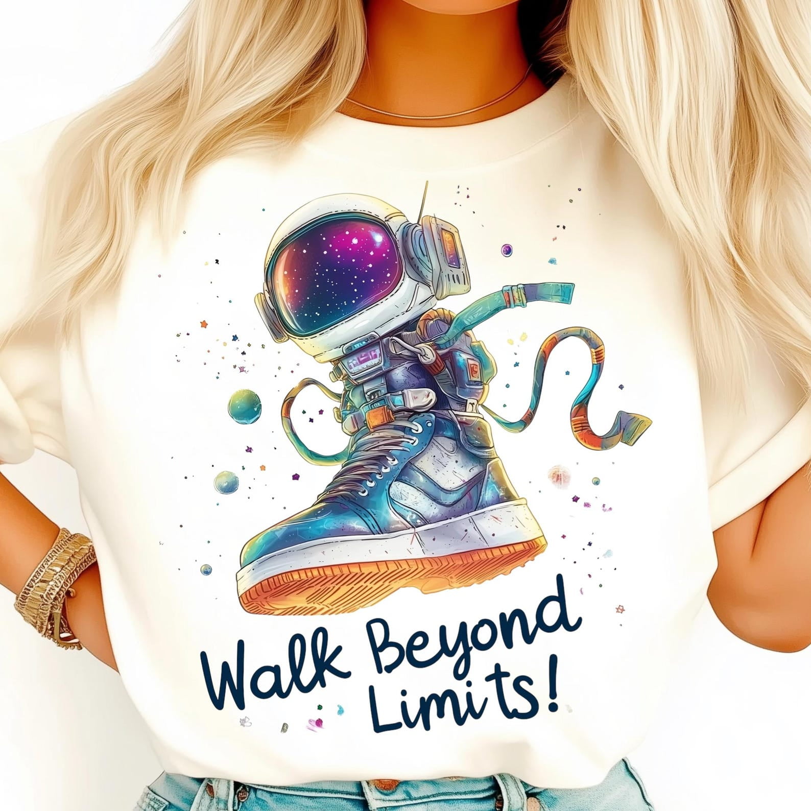 Walk Beyond Limits Shirt, Astronaut Sneaker Shirt, Space Adventure , Cosmic Sneaker, Outer Space ...