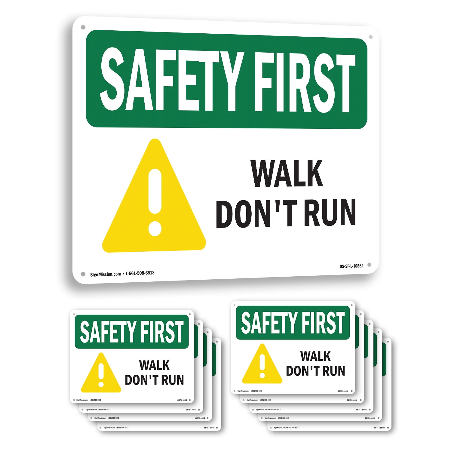 Walk Don't Run OSHA SAFETY FIRST Aluminum Sign 24 Inch x 18 Inch - 10 ...