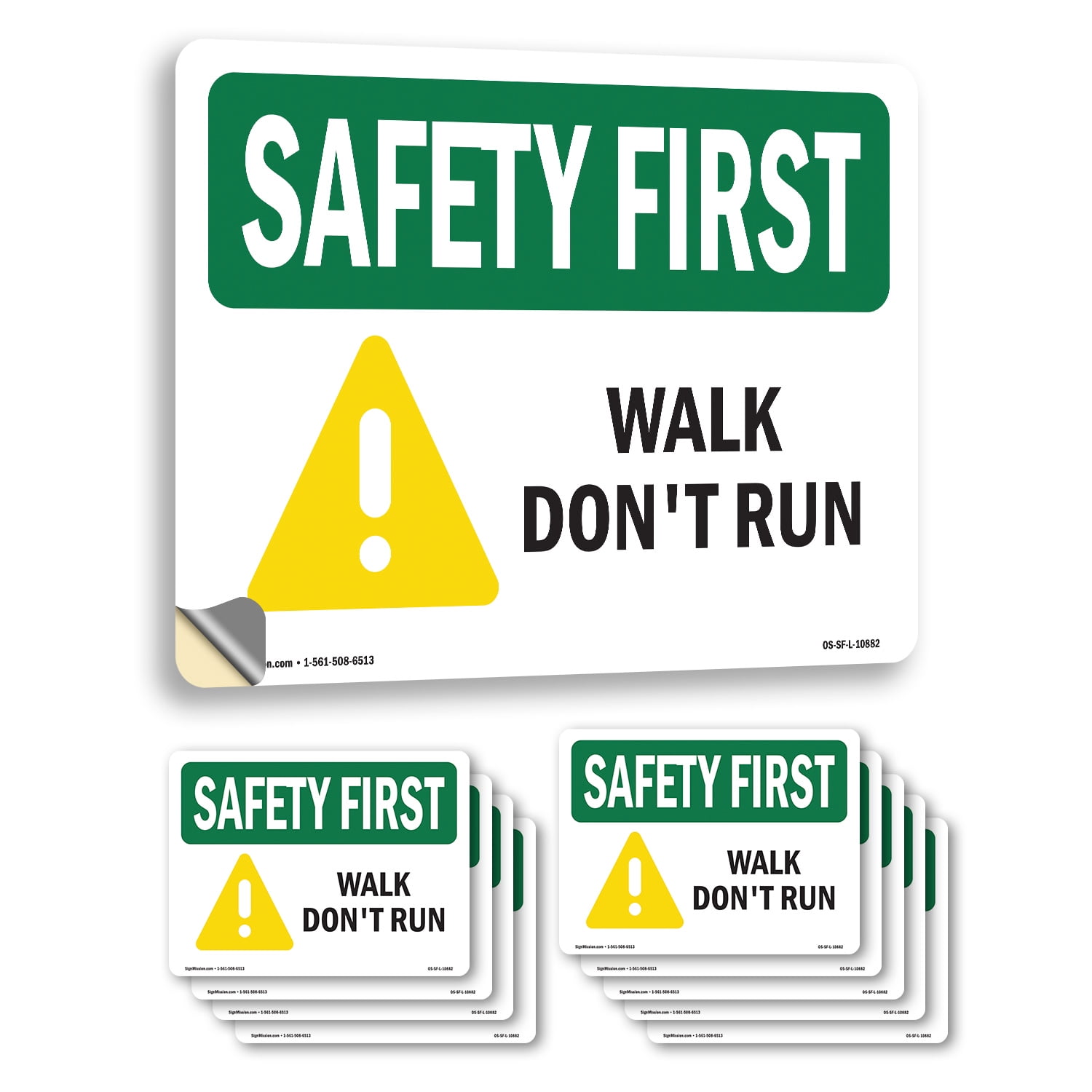Walk Don't Run OSHA SAFETY FIRST Vinyl Decal Label 18 Inch x 12 Inch ...