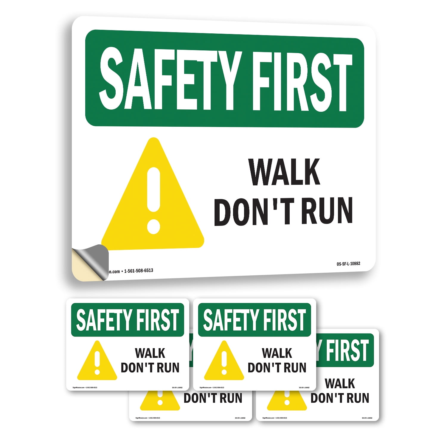 Walk Don't Run OSHA SAFETY FIRST Vinyl Decal Label 7 Inch x 5 Inch - 5 ...