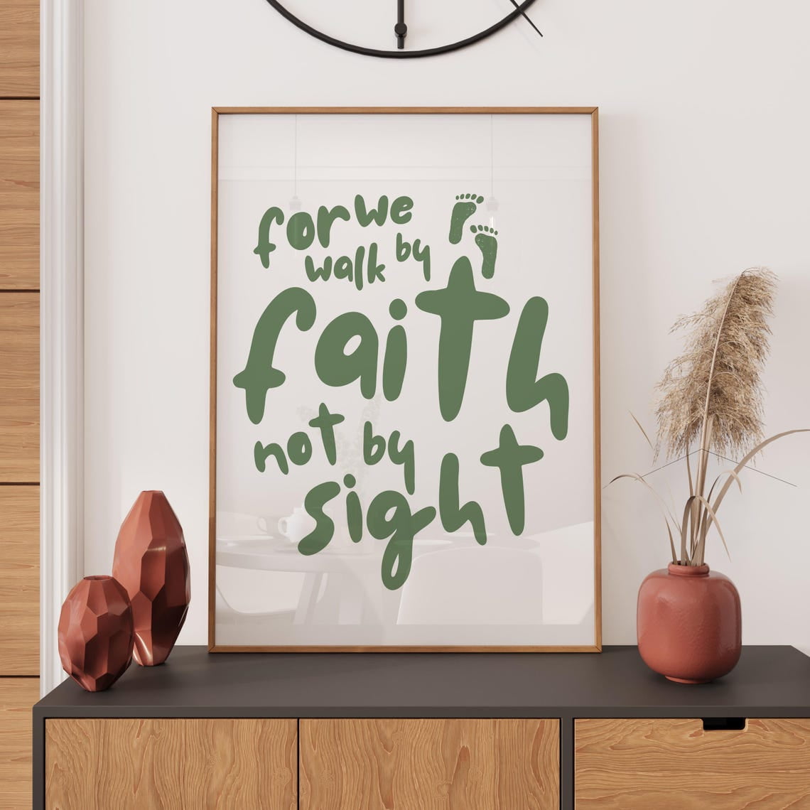 We Walk By Faith Art, Scripture Print, Trendy Wall Art, Christian Room ...
