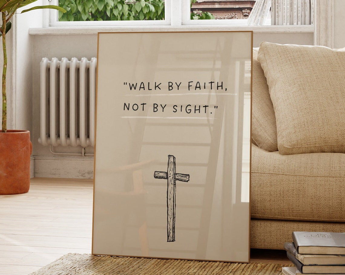 Walk By Faith Not By Sight Minimalist Bible Art Print Christian Wall ...