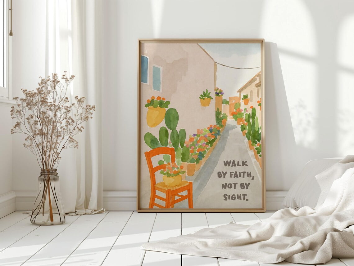 Walk By Faith Not By Sight Wall Art Christian Watercolor Alley Print ...