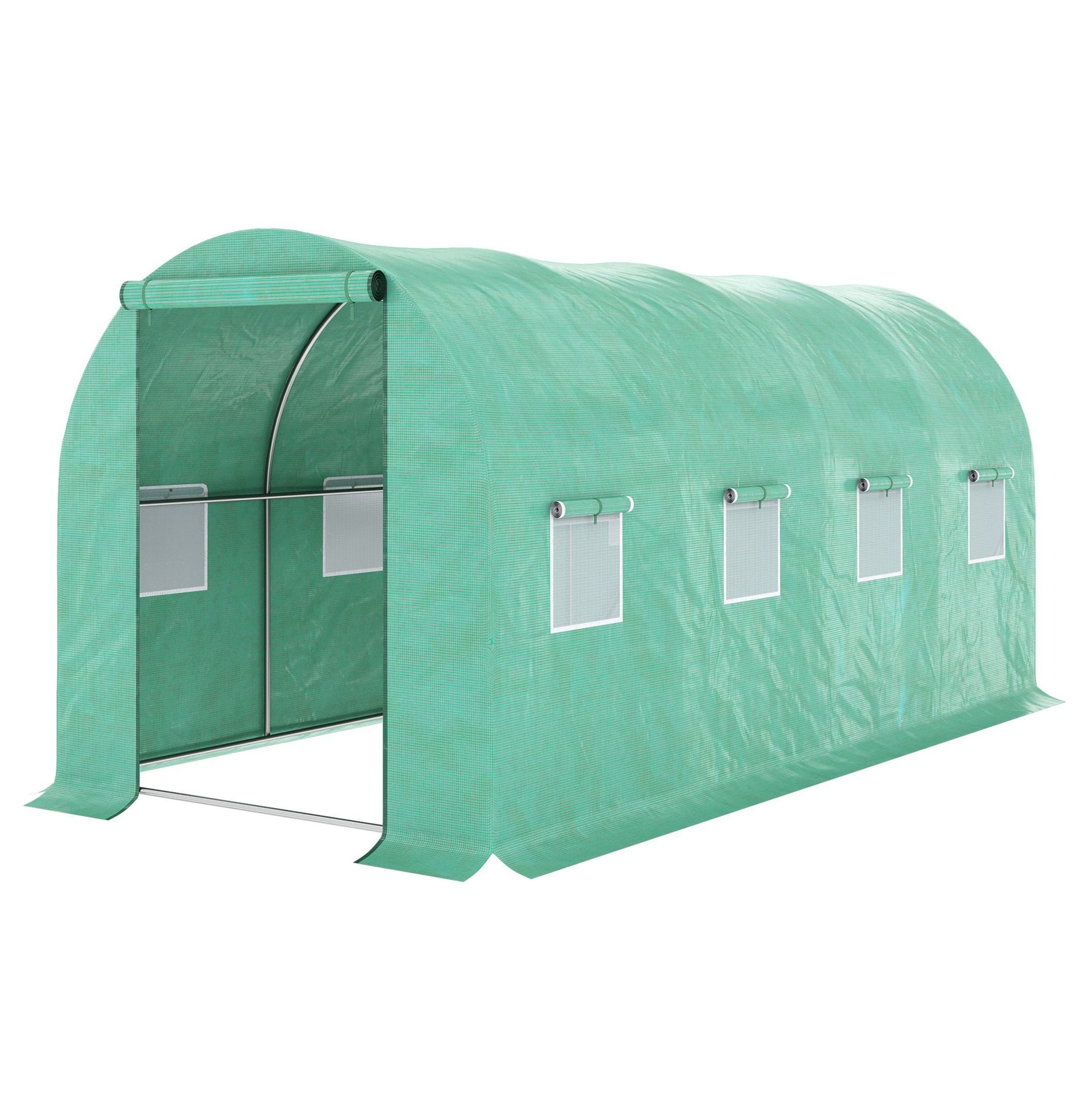 Walk-In Greenhouse 15' x 7' x 6.5', Hoop Greenhouse Kit with PE Cover ...