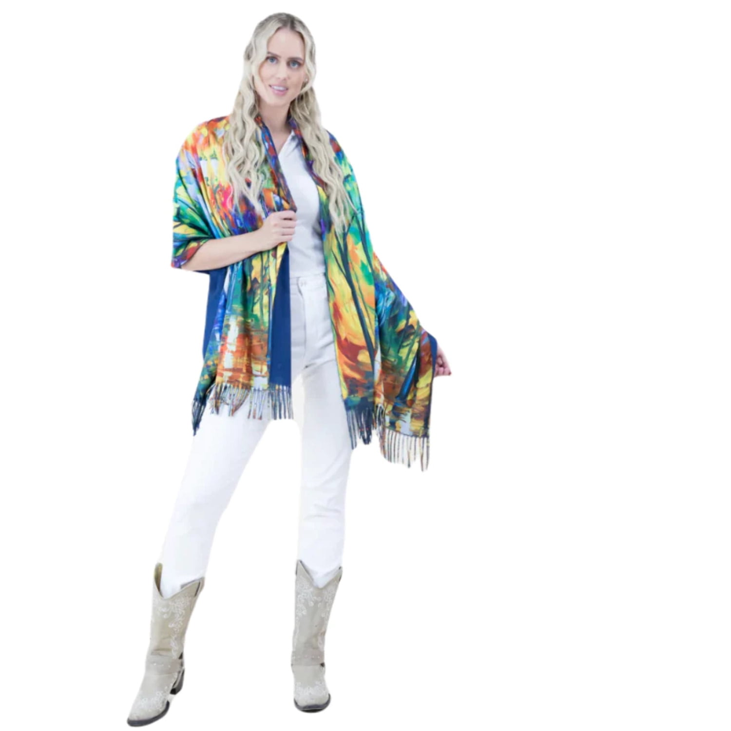 "Walk In The Rain" Scarf – Luxurious and Soft Fringed Wrap with Vivid ...