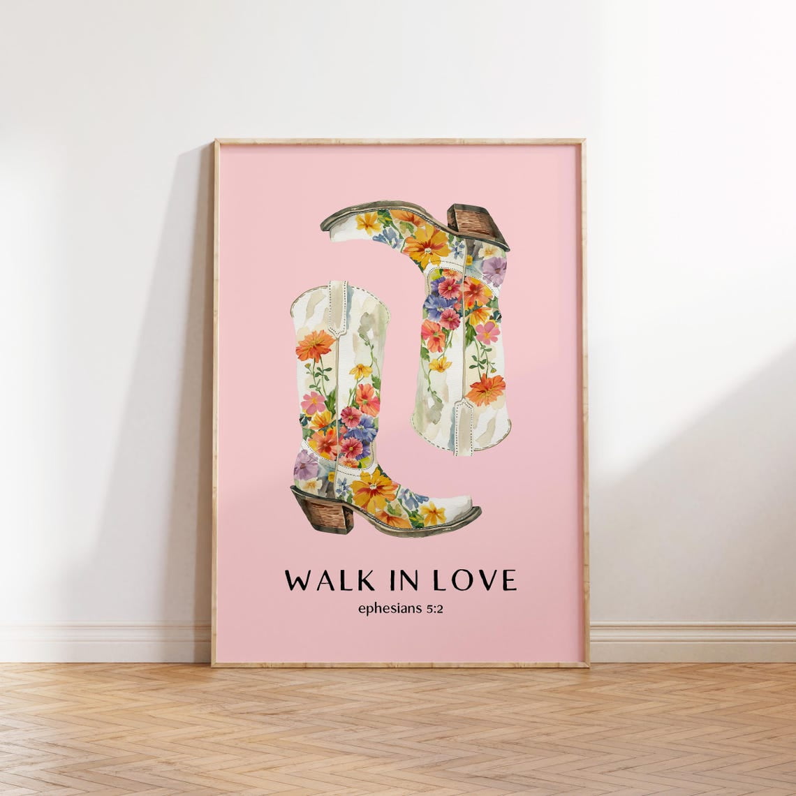 Walk In Love Print, Christian Western Wall Art, Bible Verse Poster ...